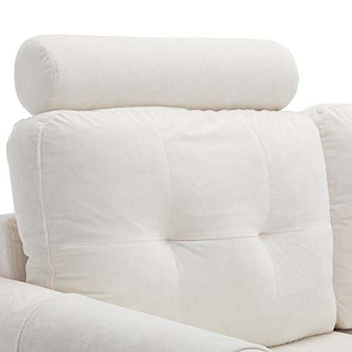 FANYE L-Shaped Corner Sectional Reversible Storage Chaise, Modern Convertible Sofa & Couch W/Headrest and Cupholders for Home Apartment Office Living Room, White Polyester