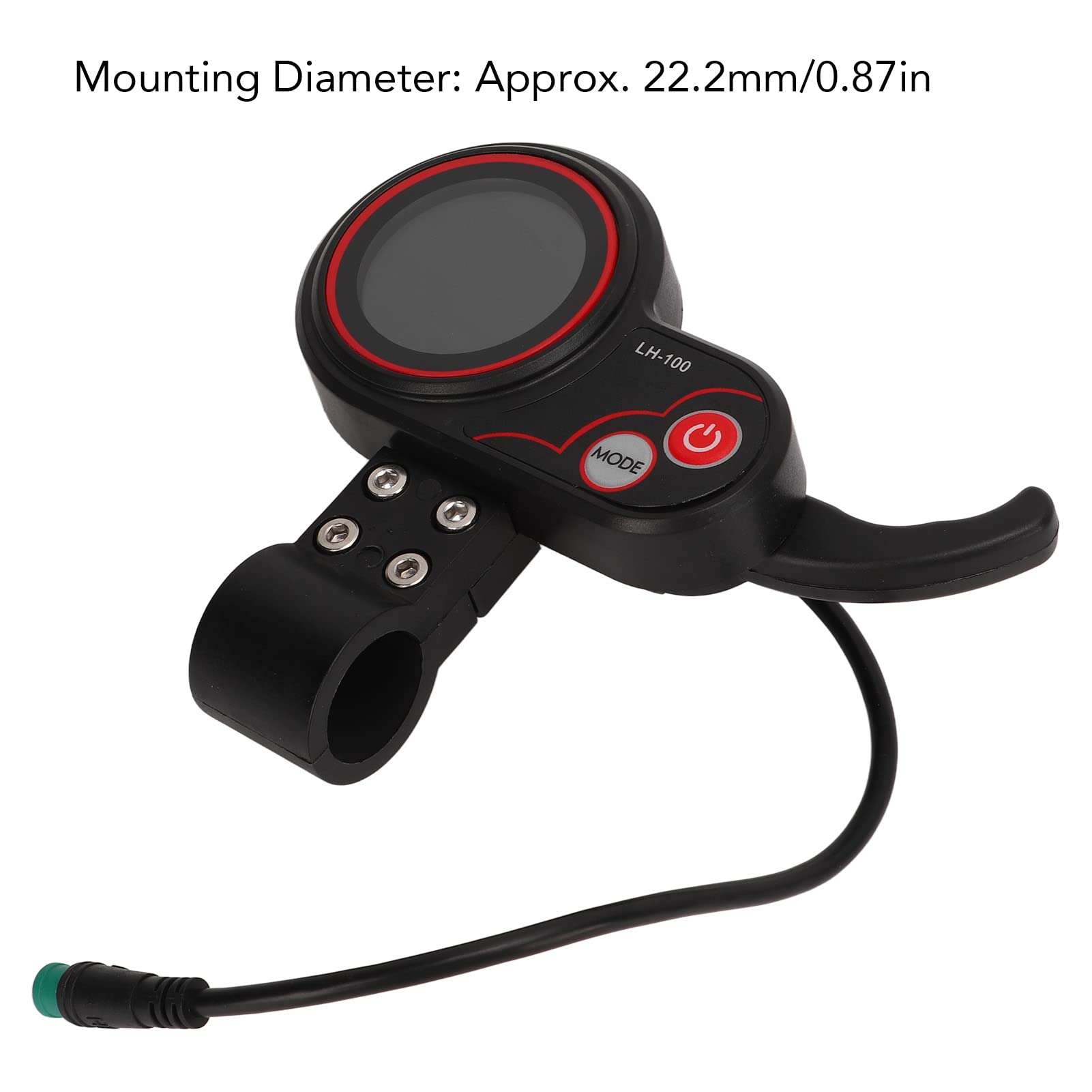Natudeco E-Bike LCD Screen ABS Electric Bicycle LCD Display Meter with 5P Connector 24V 36V 48V 60V Control Waterproof Panel for 22.2mm Electric Scooter