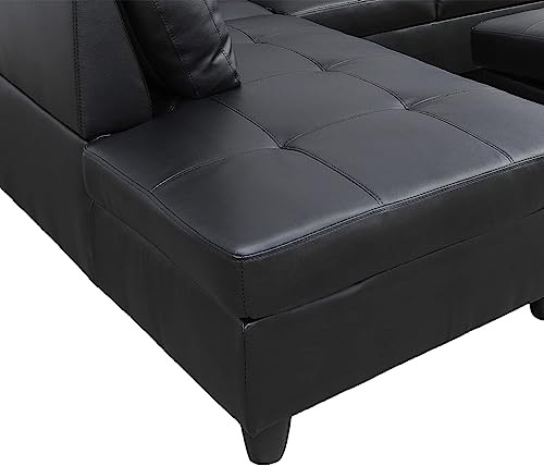 FANYE Linen Upholstery 82" Sectional w/Reversible Storage Chaise, L-Shaped 3-Seaters Corner Pull Out Sleeper Bed for Home Apartment Office Living Room Furniture Sets, Dark Gray Sofa & Couch, Black 1