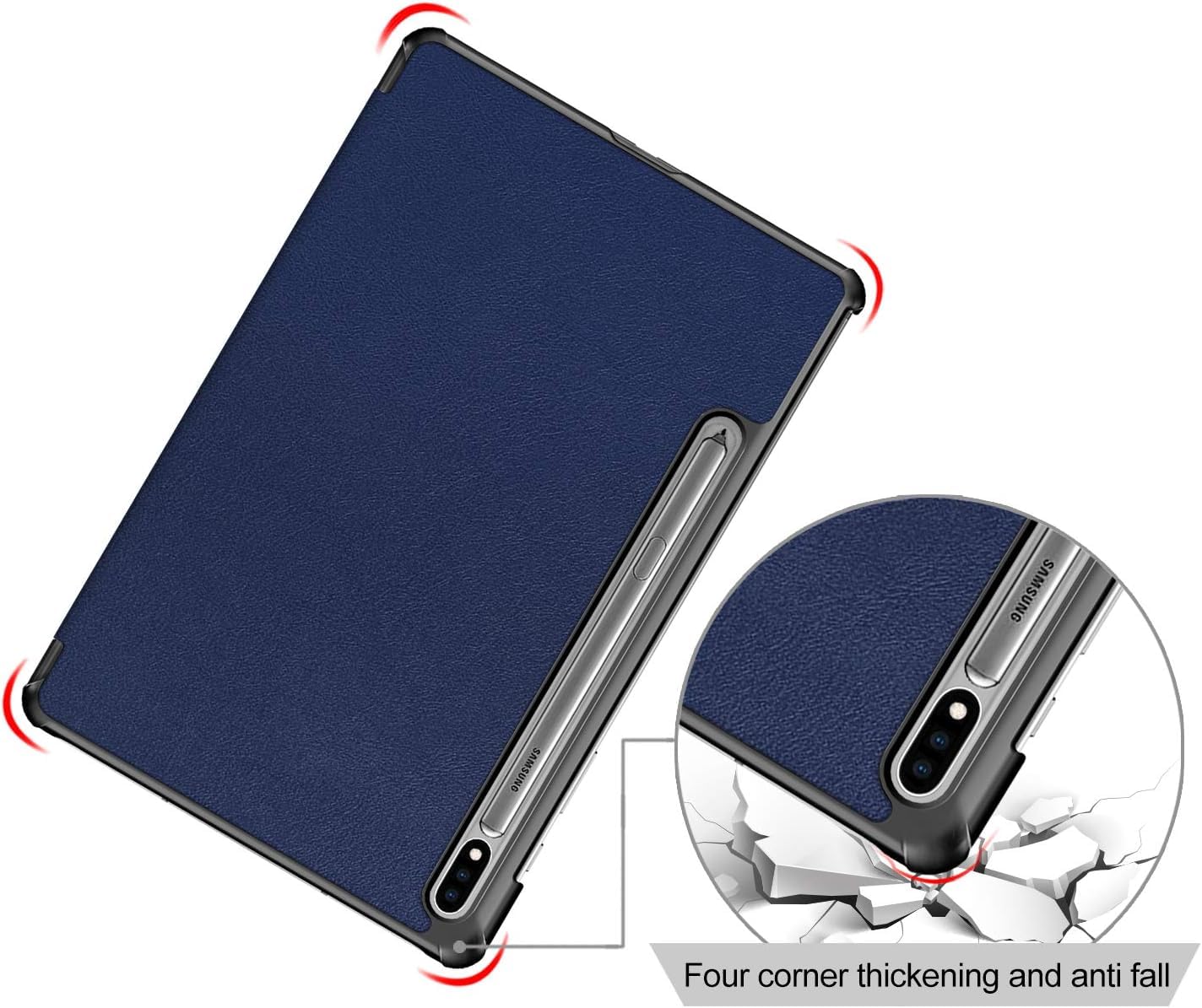zukof Smart Case for Samsung Galaxy Tab S9+ Plus (2023) 12.4 inch Tablet (SM-X810/SM-X816B/SM-X818U) Slim Stand Protective Folding Cover for Galaxy Tab S9 Plus 12.4" with Auto Wake/Sleep (Dark Blue)