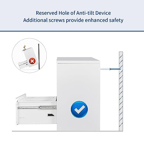 2 Drawer Office Lateral File Cabinets with Lock,Metal Filing Cabinets for Home Office,Locking Steel Storage Wide Office Vertical Files Cabinet for Legal/Letter A4 Size,Office Organizer (White)