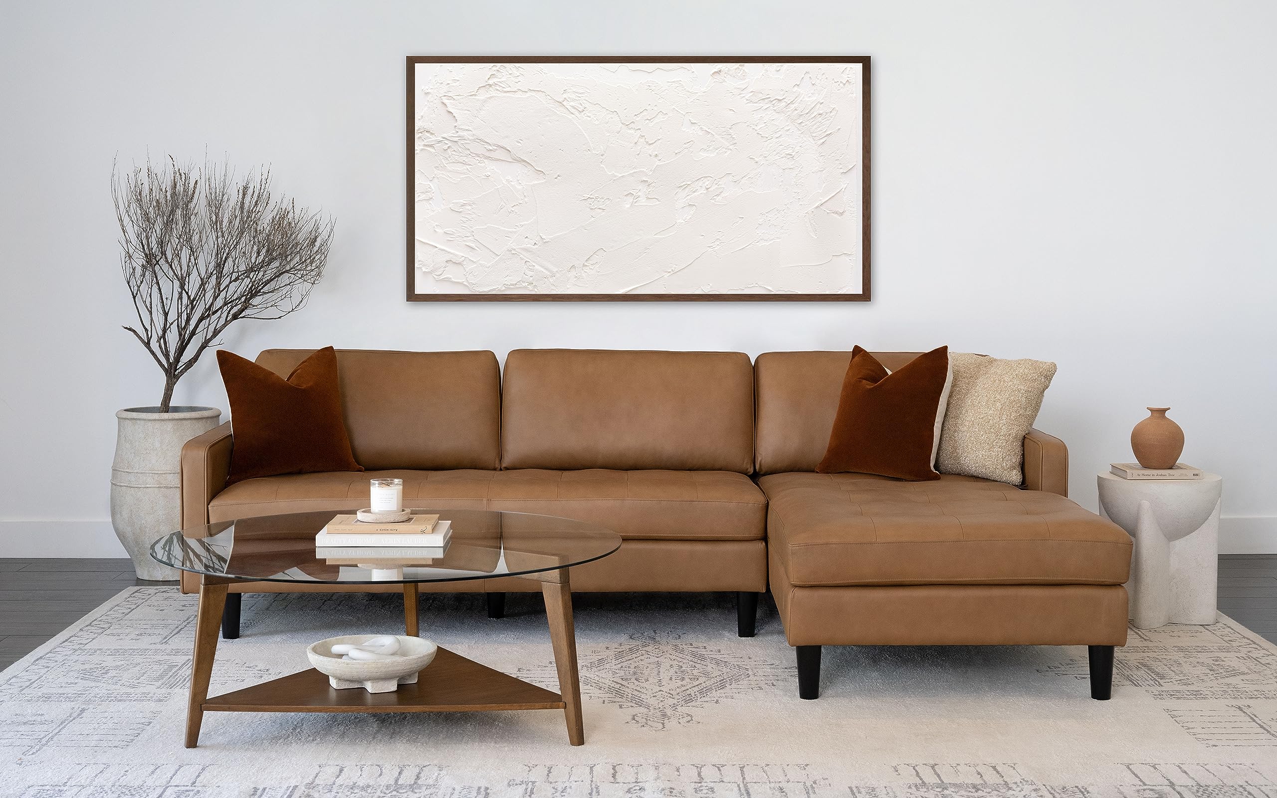 Abbyson Living Rory Top-Grain Leather Sofa, Camel