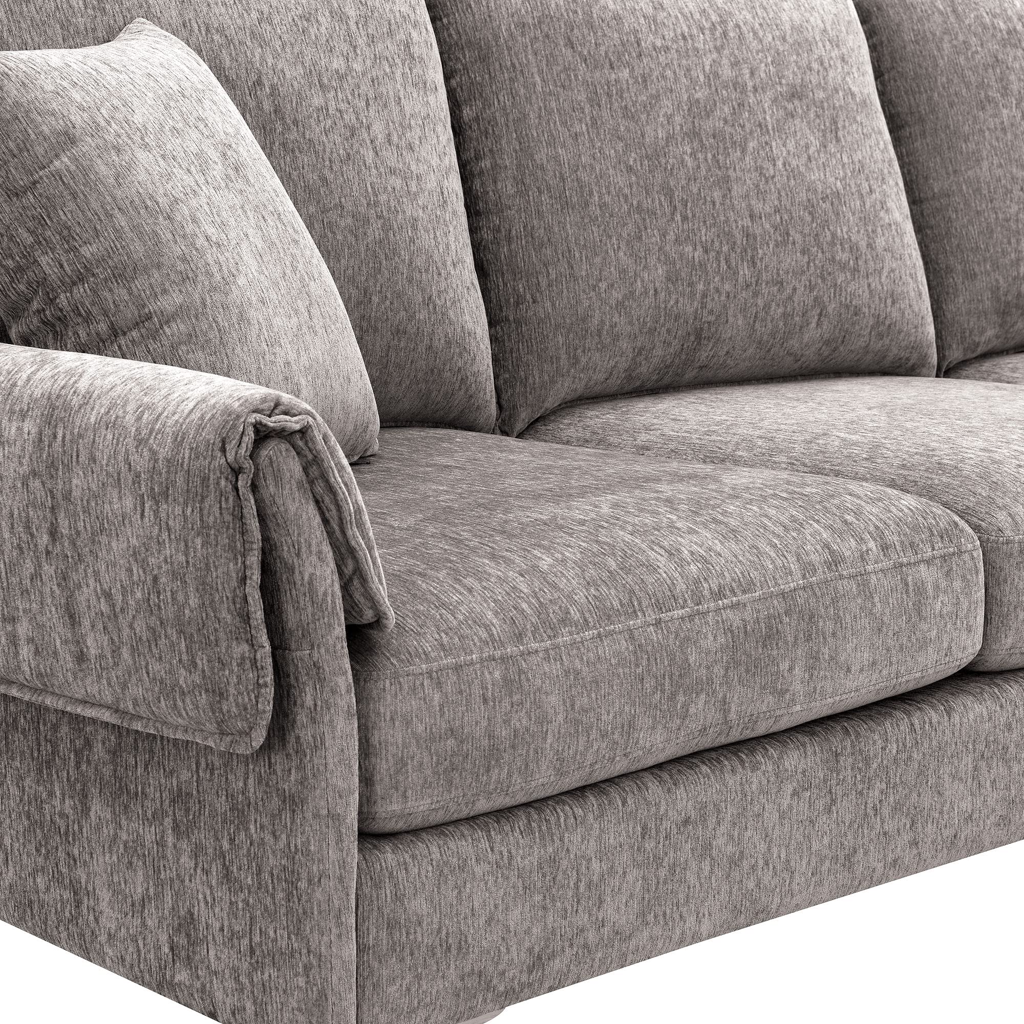 KoiHome 84" Convertible Sectional 2 Pillows, Modern Chenille L-Shaped Couch with Reversible Chaise Lounge, 3-Seater Sleeper Sofa, Fit for Living Room,Office,Apartment, Polyester, Grey