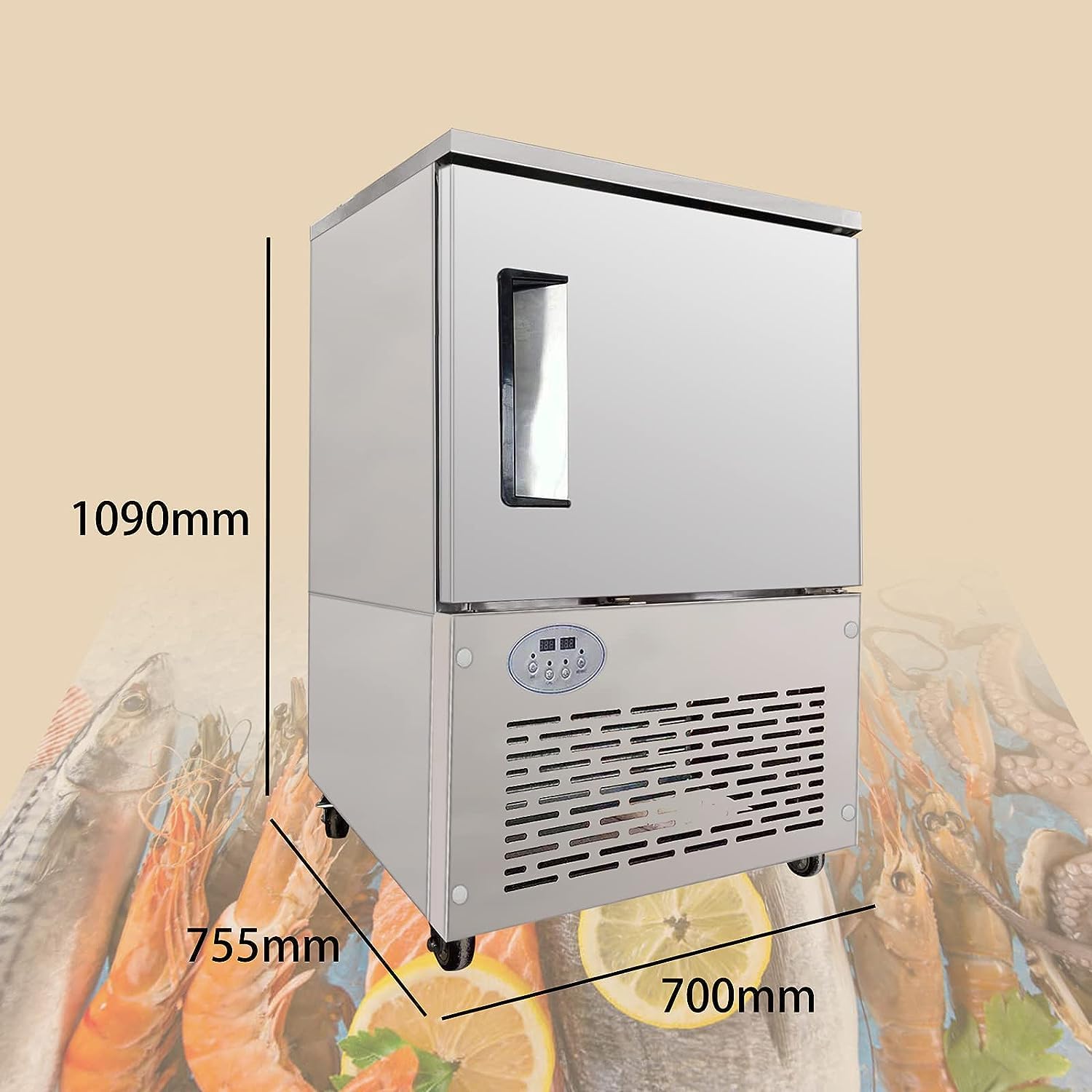 Vaseni 150L 5 Trays Commercial Blast Freezer, Blast Chiller, Blast Chiller Shock Freezer 2.8in Touch Panel, -35~+3℃ Temperature Control, for Ice Cream, Dumpling, Fish, Seafood, Chicken, Frozen Meat