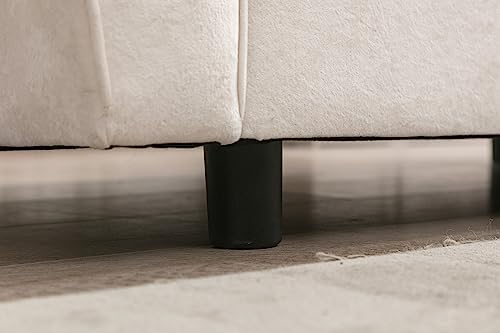 FANYE L-Shaped Corner Sectional Reversible Storage Chaise, Modern Convertible Sofa & Couch W/Headrest and Cupholders for Home Apartment Office Living Room, White Polyester