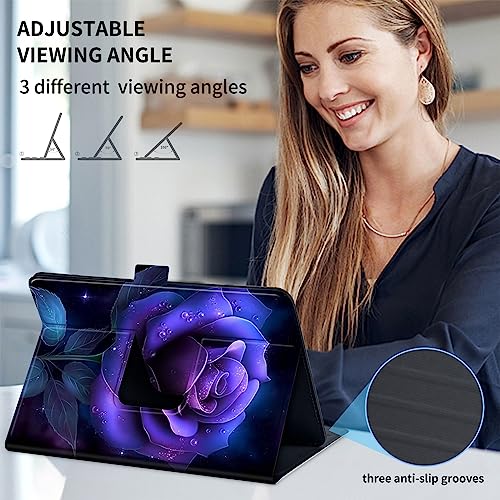 Case for TCL Tab 10 5G 10.1" 9183W (2022)/TCL TAB 10s 9080G(2021/TCL TAB 10s 9081X/TCL Tab Pro 5G Tablet 10.36 inch/TCL TAB MAX 10.4 Inch 360 Degree Rotatable Cover,Purple Rose