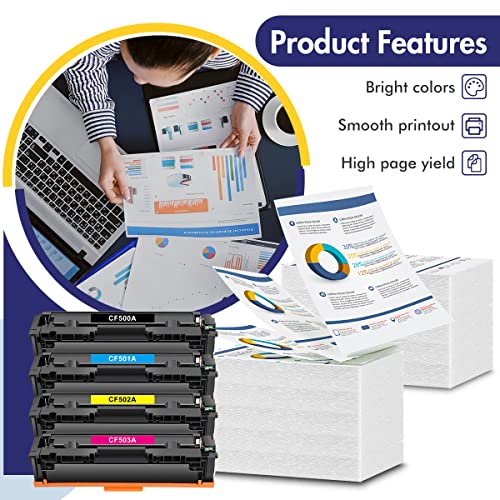 INFITONER 202A 202X Toner Cartridge 4 Pack Compatible Replacement for HP 202A CF500A 202X CF500X Color Pro MFP M281fdw M281cdw M254dw M254nw M281fdn M254 M28 Printer Ink (Black Cyan Magenta Yellow)