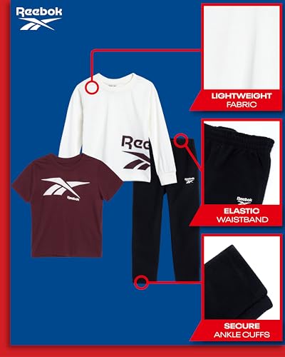 Reebok Baby Boys' Jogger Set - 3 Piece Short Sleeve T-Shirt and Sweatpants Playwear Set (InfantToddler), Size 3T, Black