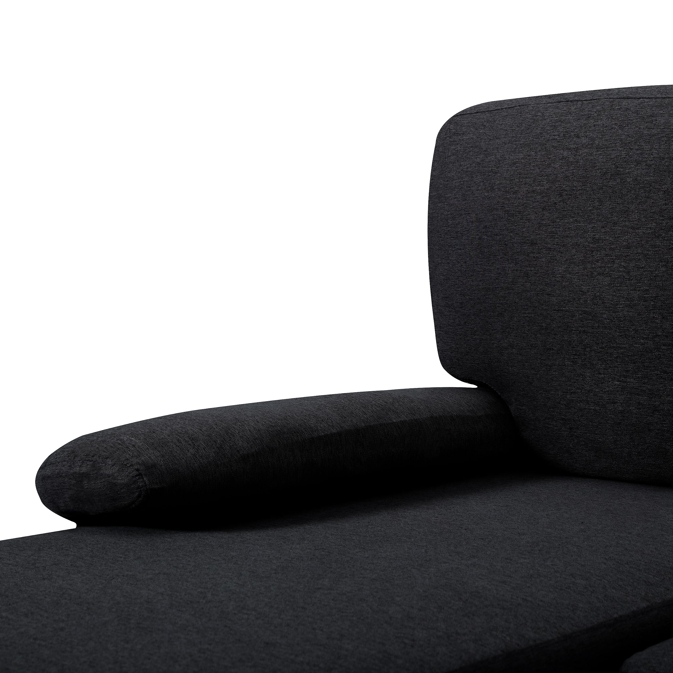 KoiHome 79.5" Left Hand Facing Sectional Sofa Couch with 2 Detachable Armrest Pillows, Modern Fabric 3-seater L Shape Chaise with Gold Metal Legs for Living Room,Apartment,Office, Polyester, Black