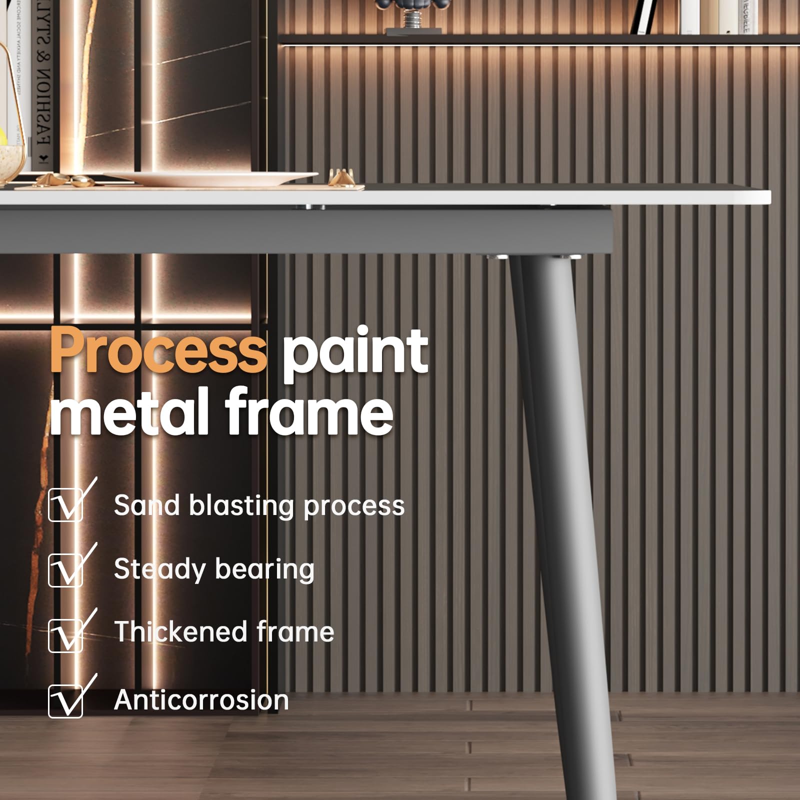 MCDAMCN Marble Sintered Stone Dining Table, 55" Grey Kitchen Table for Dining Room, Fade and Scratch Resistant, Table Only