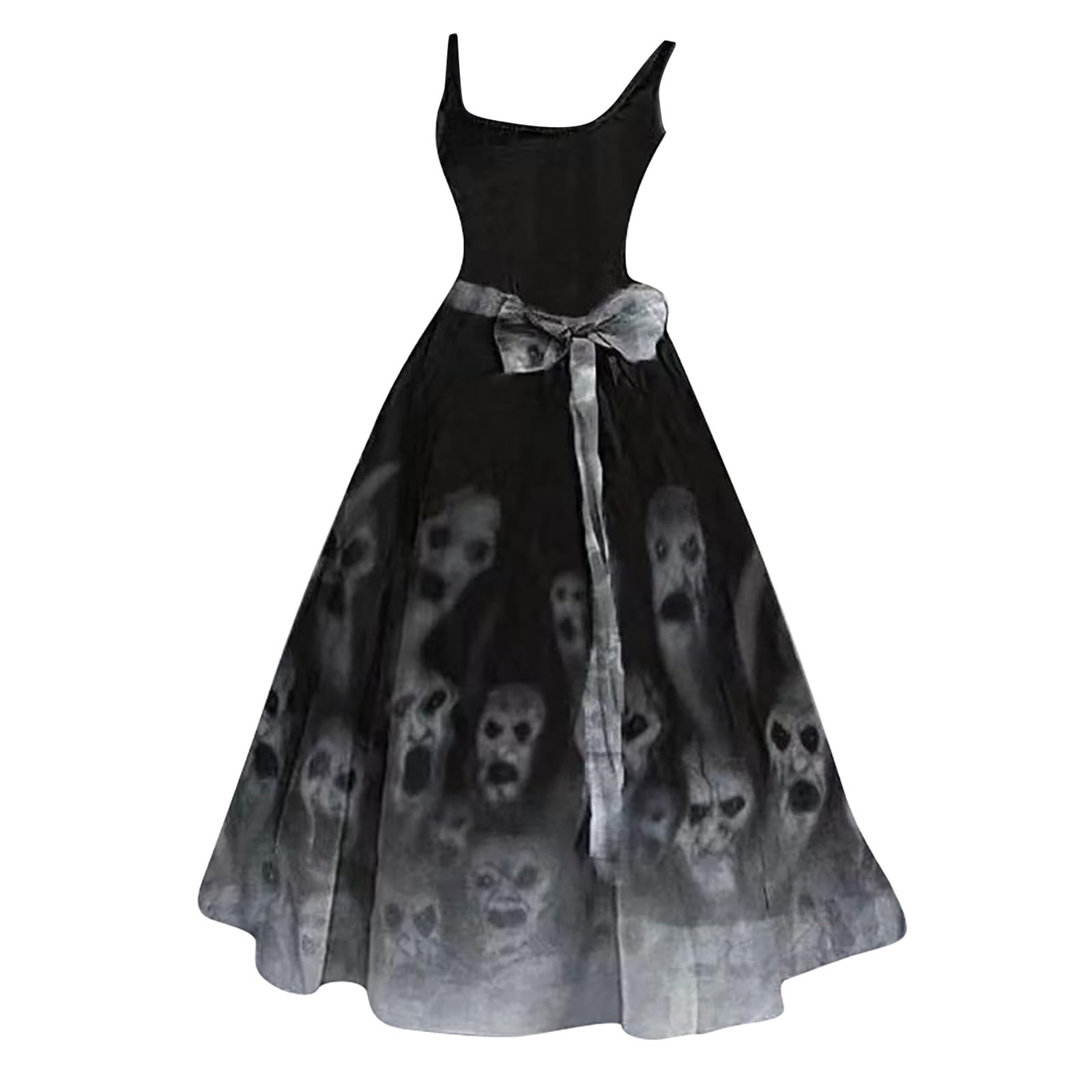 Vintage Drop Waist Dress Black and red Dresses for Halloween Long Sleeve Black Gothic Dress Halter a line Dress Black Wedding Halloween Dress Gothic Renaissance Dress Women(04-Black,X-Large)