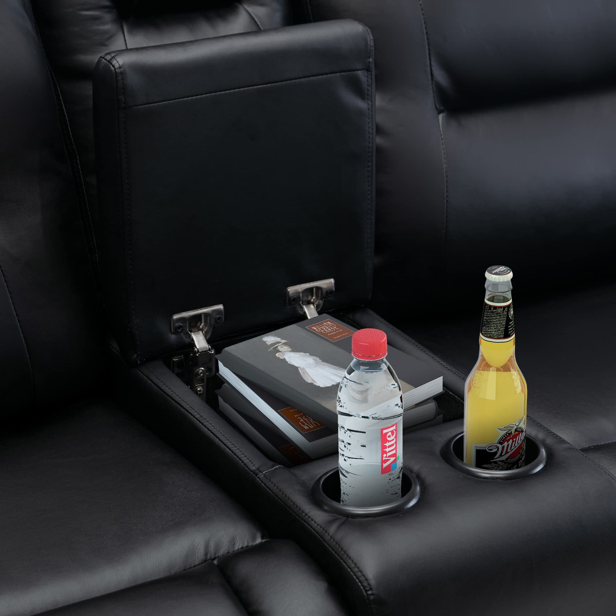KAZIO Manual Leather Recliner Sofa Set, Living Room Furniture Set,Leather Sofa Set and Recliner Couch for Home/Office