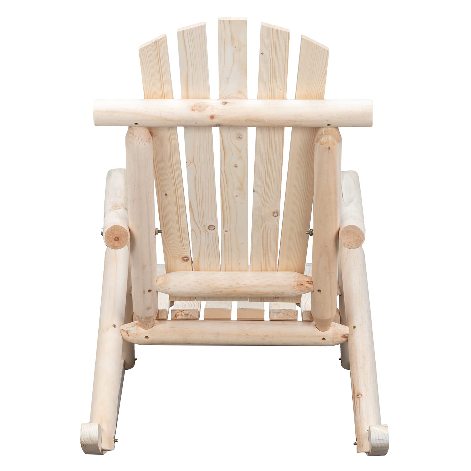 COOBL Log Rocking Chair,Solid Wood High Back Rocker,All Weather Resistant Porch Rocker for Lawn Garden Backyard Patio