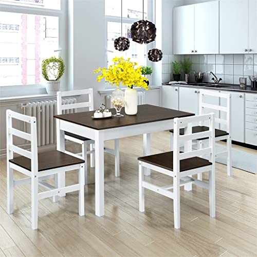 MFCHY 5 Piece Cutlery Set Solid Wood Compact Kitchen Dining Table and 4 Chairs Furniture