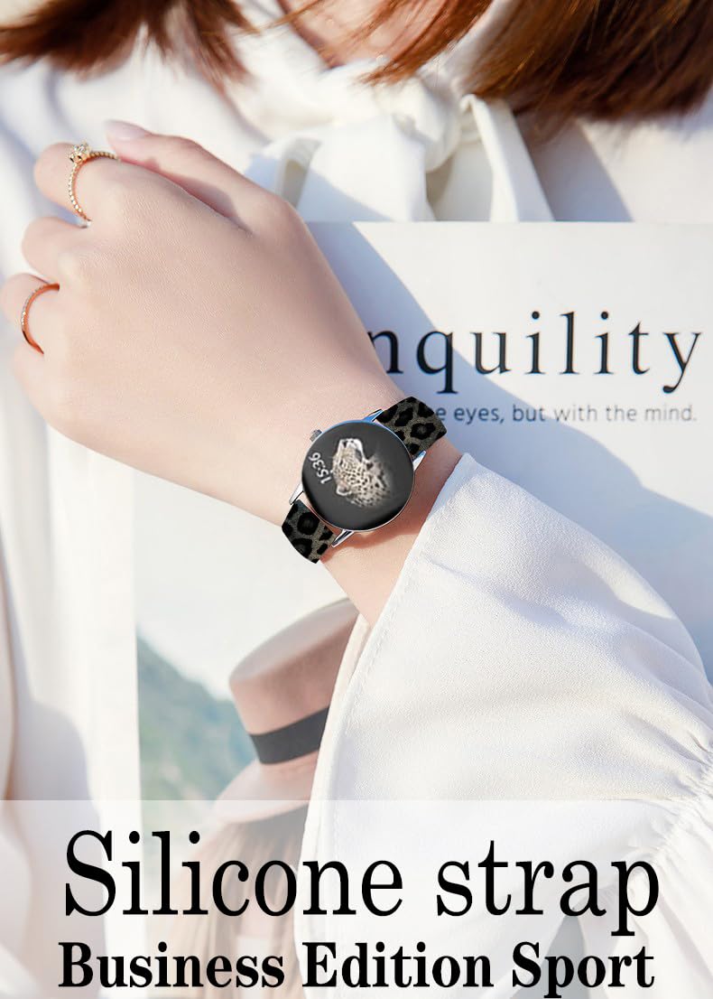 20mm Luxury Silicone Sport Bands Compatible for Samsung Galaxy Watch 6/Watch 5/Galaxy Watch 4 40mm 44mm/Classic 42mm 46mm/Watch 3 41mm, Active 2 Watch Bands,Leopard cheetah Skin Replacement Strap for