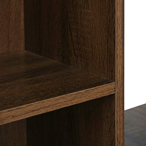 Haplized Modern Minimalist L-Shaped Office Computer Desk with 6-Tier Open Storage Shelf - Ideal for Office, Learning, and Gaming (Walnut)