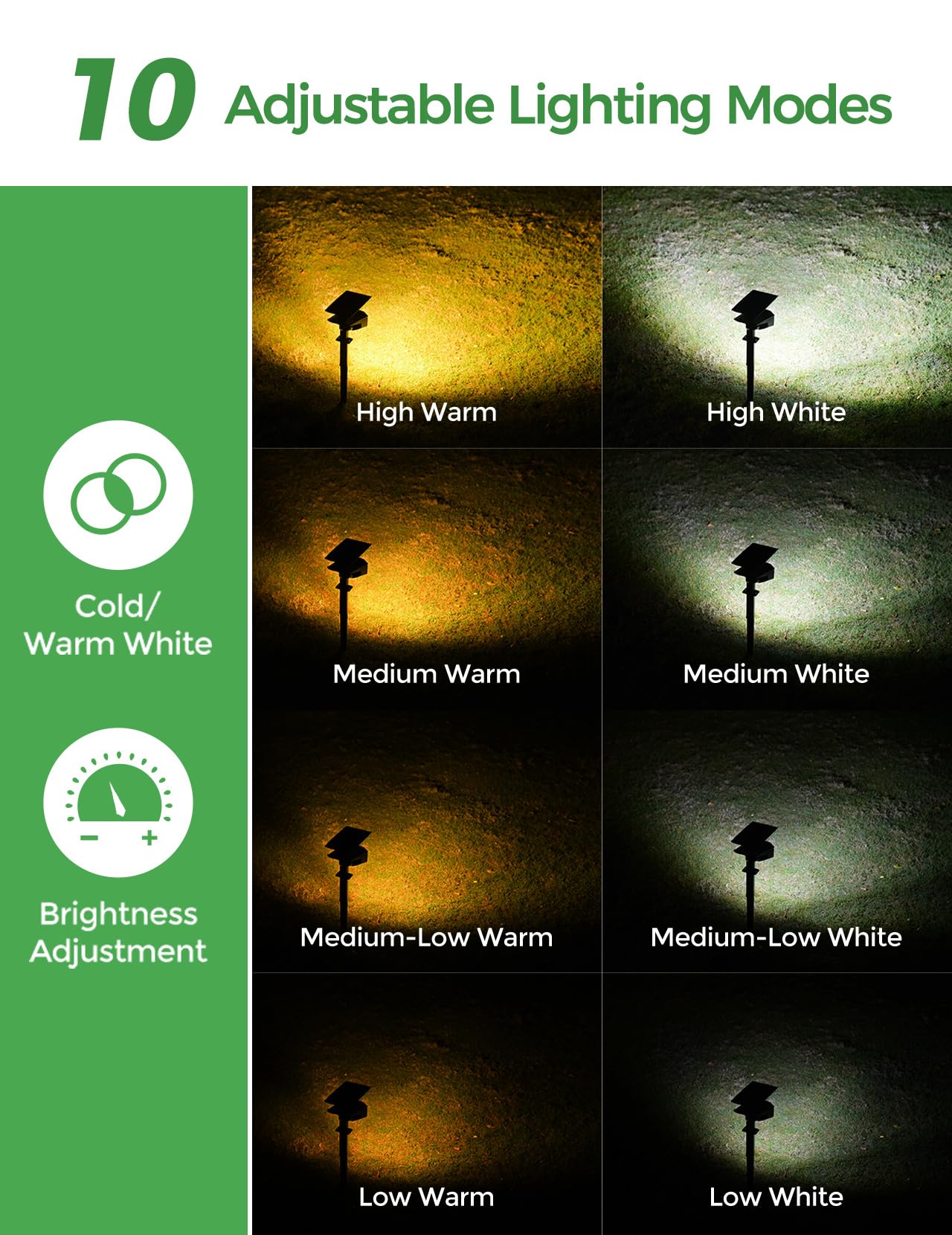 Airmee Solar Outdoor Lights 4 Pack, 30 LED Cold + Warm White Adjustable Spot Lights IP67 Waterproof, 10 Lighting Modes Spotlights Auto On/Off, 2 in 1 Solar Landscape for Yard Garden Driveway Walkway