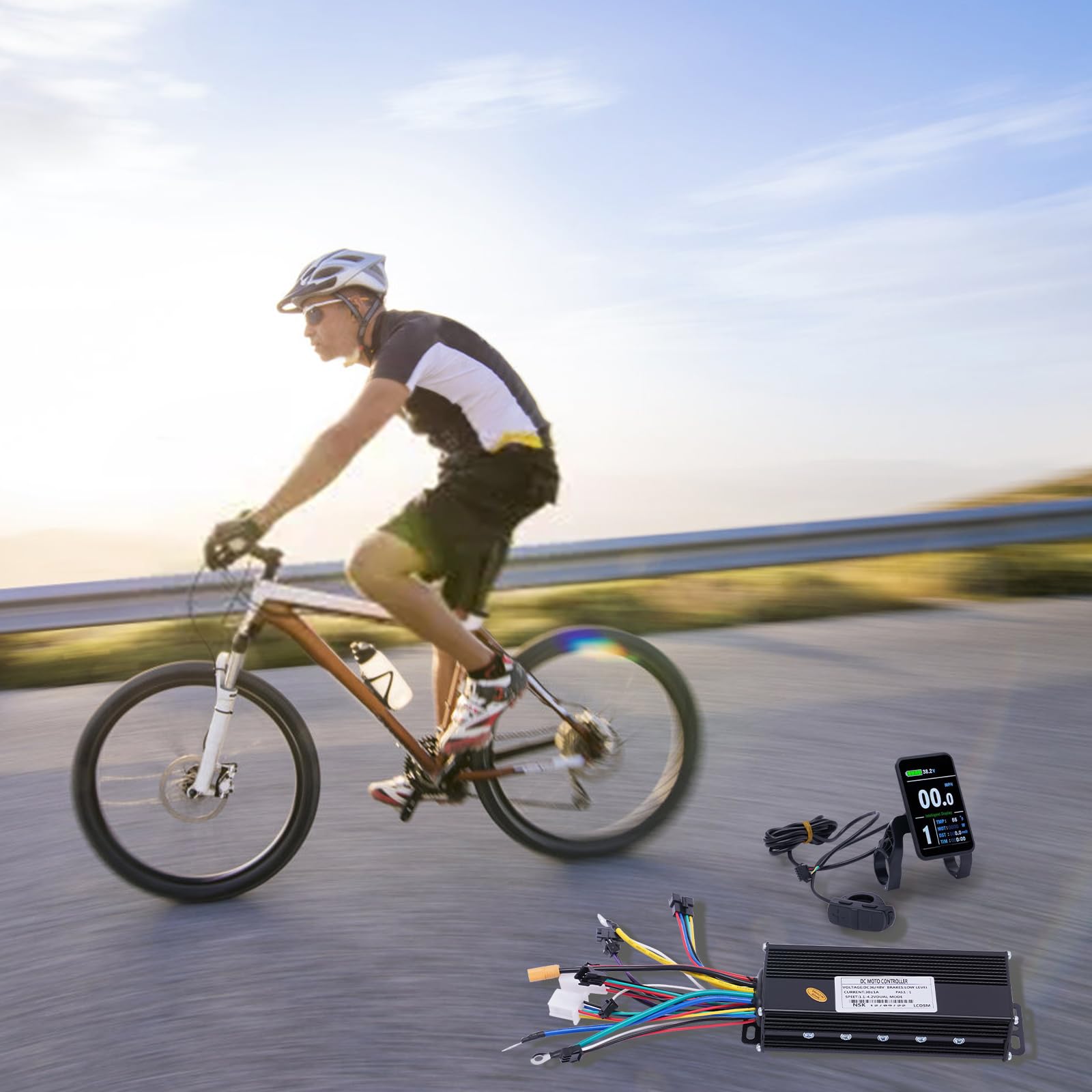 TOWOHIPPKI Electric Bicycle Controller Kit, 36V 48V 1000W E-Bicycle Dual Drive Motor Brushless Controller with LCD Display Color Screen Kit for Electric Bicycle Scooter