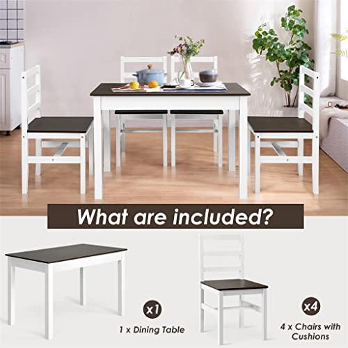 MFCHY 5 Piece Cutlery Set Solid Wood Compact Kitchen Dining Table and 4 Chairs Furniture
