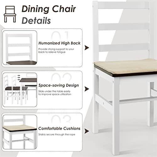 MFCHY 5 Piece Cutlery Set Solid Wood Compact Kitchen Dining Table and 4 Chairs Furniture