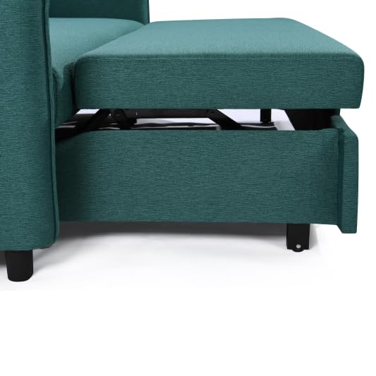 FANYE 74.5" W Futon Loveseat W/Pull Couch Bed and 2 Pillows,3 in 1 Reclining Backrest Love Seat Convertible Queen Size Sleeper & Sofabed for Home Apartment Office Living Room, Green