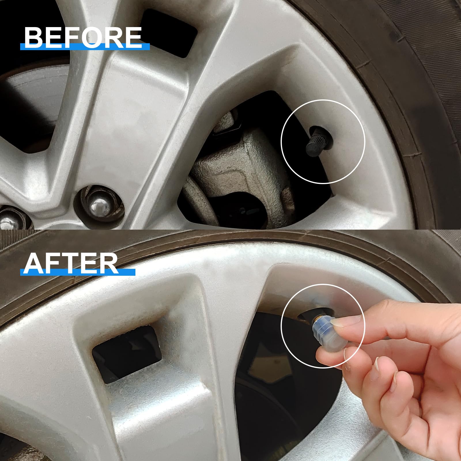 QUICTO 8PCS Car Tire Valve Caps, Illuminated Tire Valve Caps for Cars, Motorcycles, Bicycles, Trucks, SUVs Universal Tire Valve Caps (Blue)