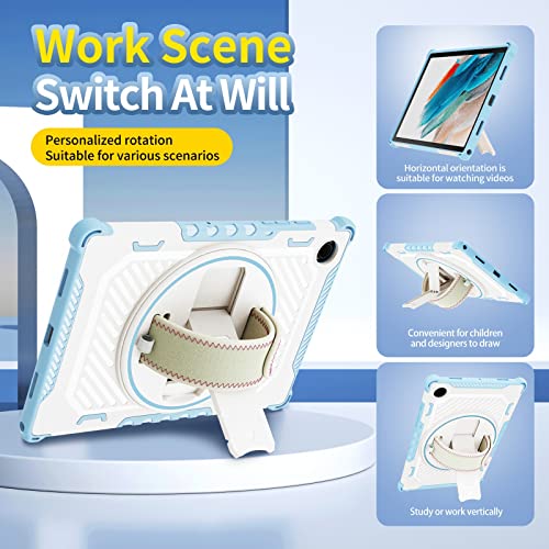 Tablet PC Case Shockproof Kids Case Compatible with Samsung Galaxy Tab A8 10.5" X200/X205(2021),360 Degree Rotating Hand Strap Heavy Duty Rugged Cover,Protective Cover Drop-Proof [Kickstand]+[Shoulder