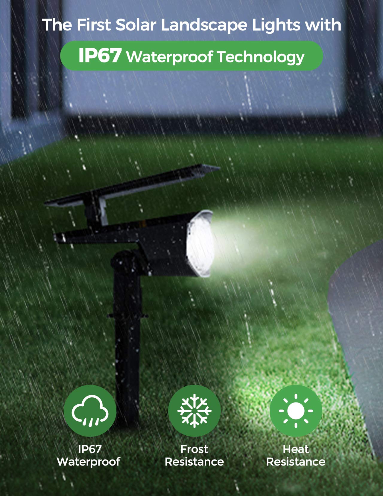 Airmee Solar Outdoor Lights 4 Pack, 30 LED Cold + Warm White Adjustable Spot Lights IP67 Waterproof, 10 Lighting Modes Spotlights Auto On/Off, 2 in 1 Solar Landscape for Yard Garden Driveway Walkway