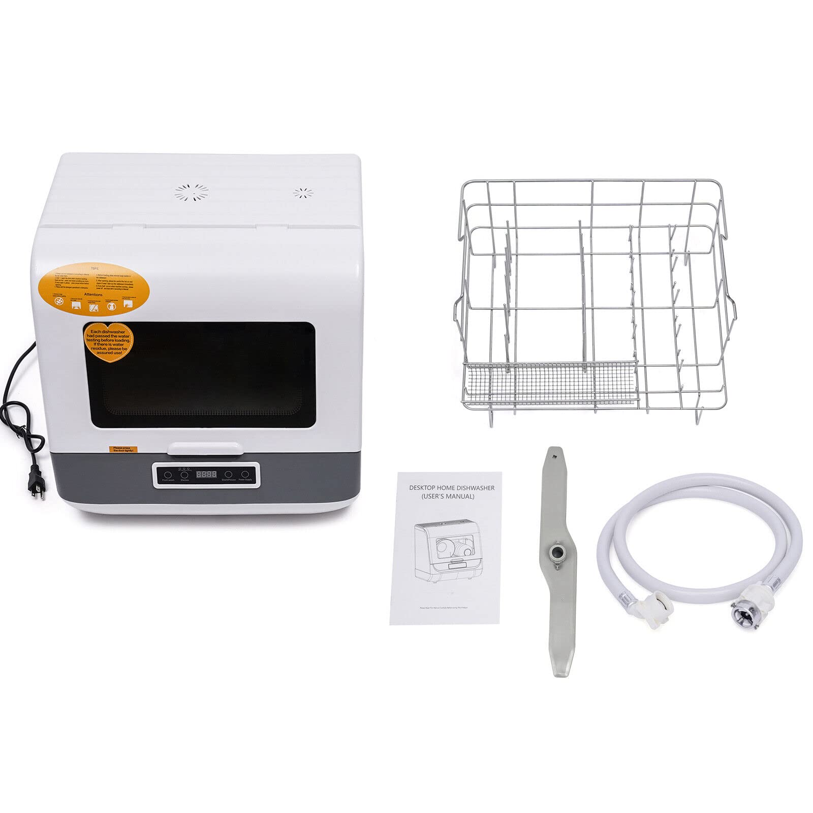 YIPONYT 60° Deep Cleaning Countertop Dishwasher, 1200W Mini Portable Countertop Dishwasher with 3 Washing Programs for Small Apartments, Dorms and RV