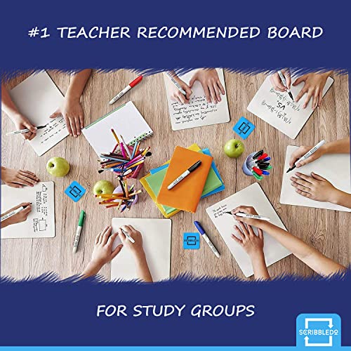 Scribbledo Set of 6 Small White Board Dry Erase Boards Classroom Pack Mini White Boards 9"x12β Personal Whiteboards for Students Teachers School Supplies Lapboards l 6 Mini Whiteboard Erasers Included