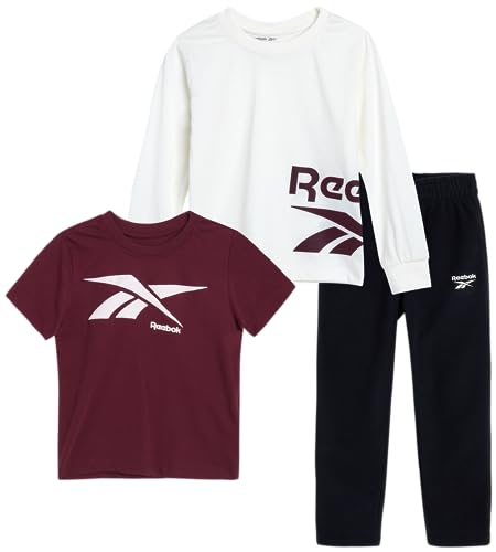 Reebok Baby Boys' Jogger Set - 3 Piece Short Sleeve T-Shirt and Sweatpants Playwear Set (InfantToddler), Size 4T, Black