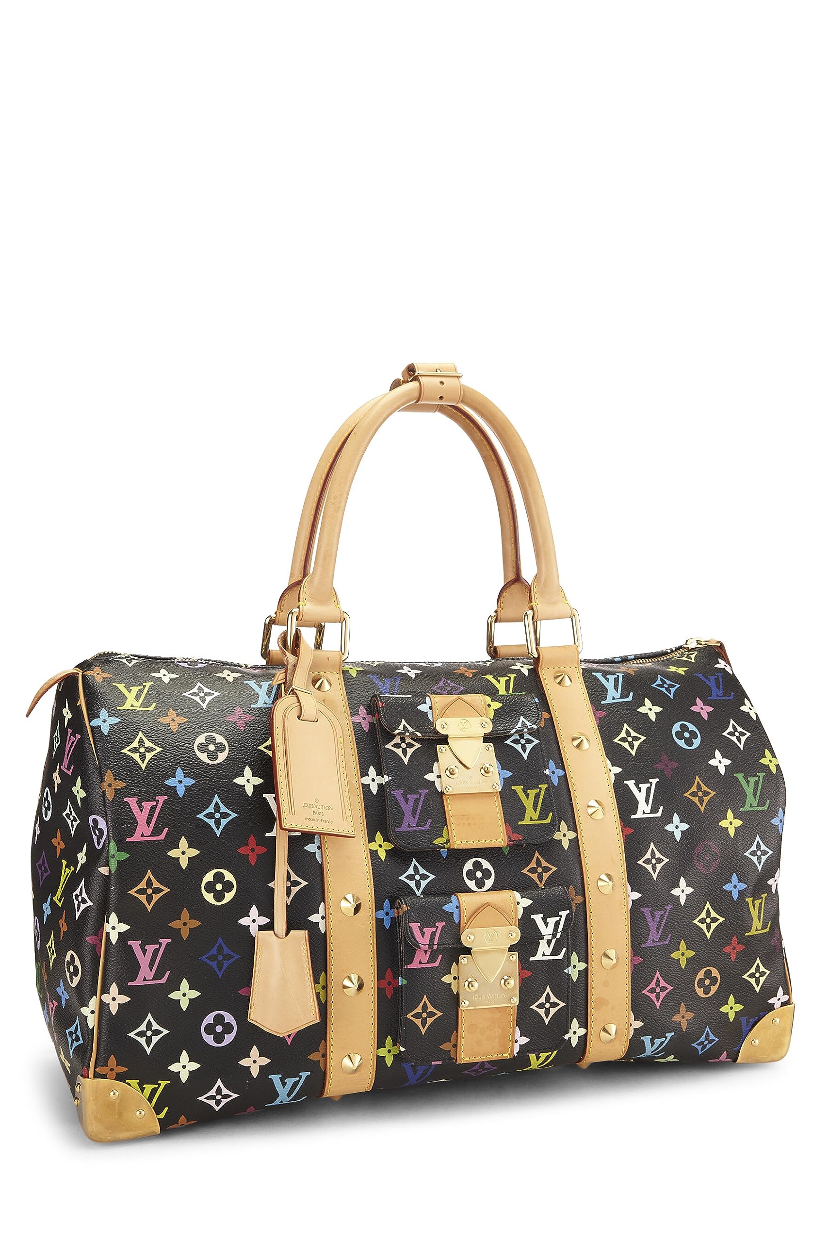 Louis Vuitton, Pre-Loved Takashi Murakami x Louis Vuitton Black Monogram Multicolore Keepall 45, Black