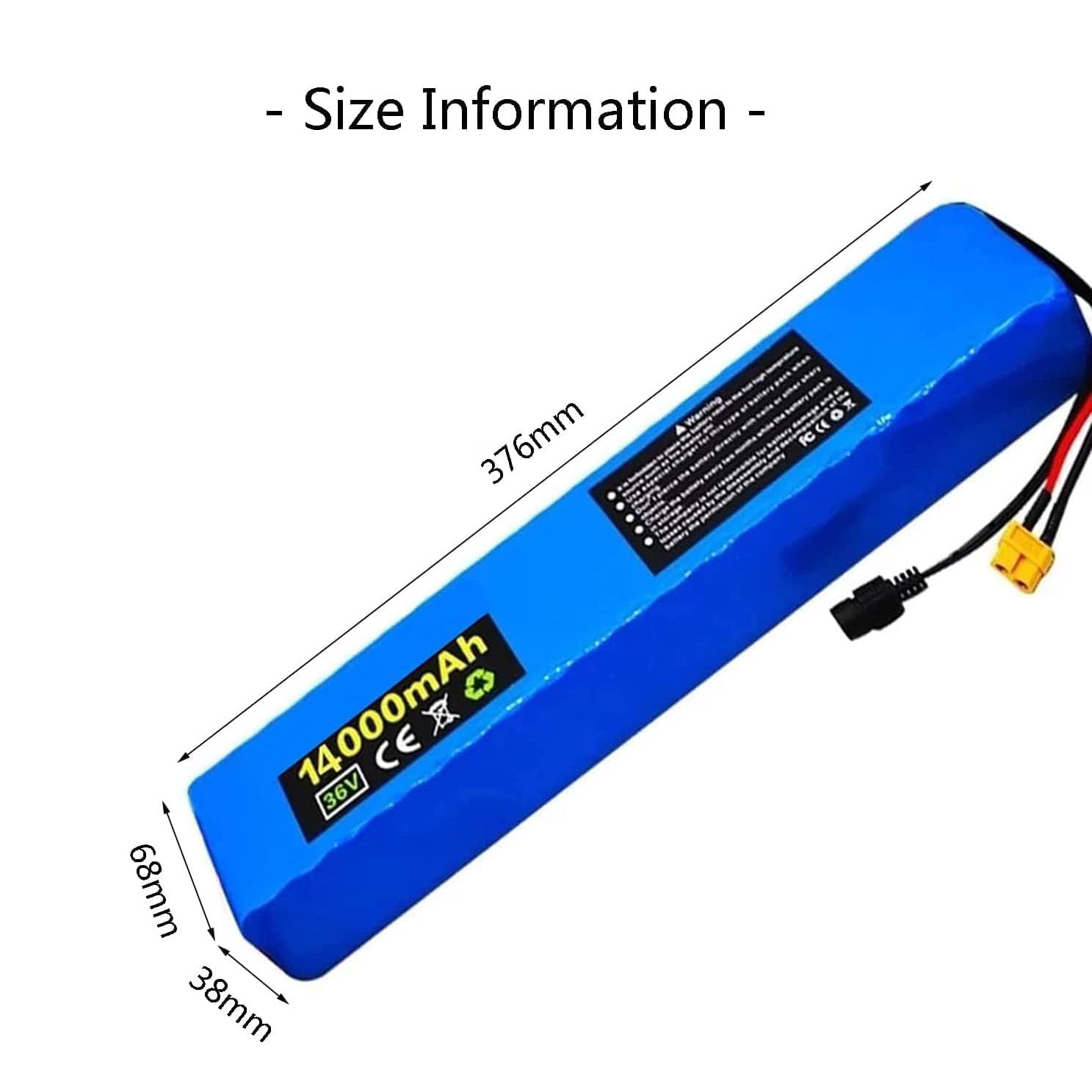 BaYte E-Bike Lithium-Ion Battery 36V 14Ah Built-in BMS for 200W-750W Motor Rechargeable Replacement Battery with 42V 2A Charger