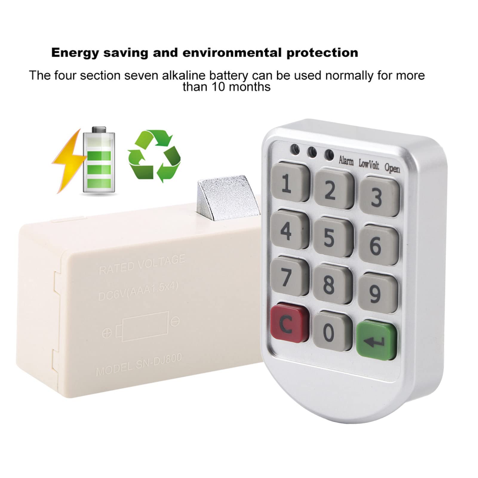 Electronic Lock, ABS Plastic Panel Digital Electronic Intelligent Password Keypad Number Cabinet Door Code Lock