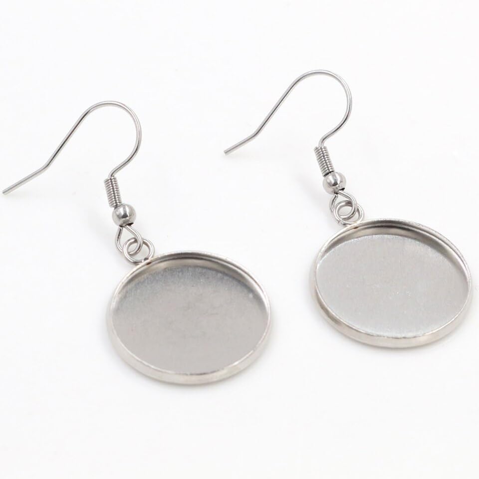 Kentuckiz 8 10 12 14 16 18 20 25Mm 10Pcs Stainless Steel Cabochon Earring Settings Earrings Base,DIY Earrings Hooks Findings - (Size: 12Mm)