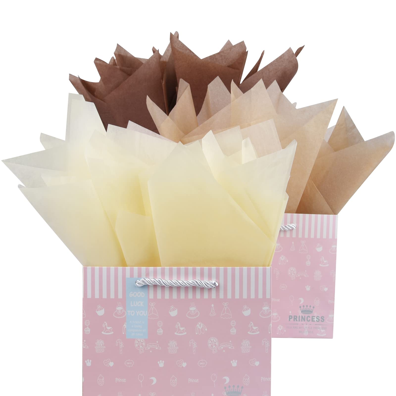 PLULON 60 Sheets Blue Tissue Paper Bulk and 60 Sheets Brown Tissue Paper Bulks