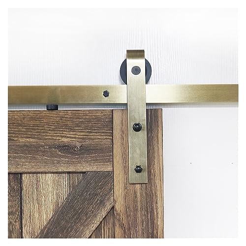 Heavy Duty Sliding Barn Door Hardware Kit Classic Sliding Barn Wood Door Hardware Kit,Gold Finish Antique Brass Gold,Sliding Door Hardware Rail Track Complete Set Easy to Install (Color : 1, Size :