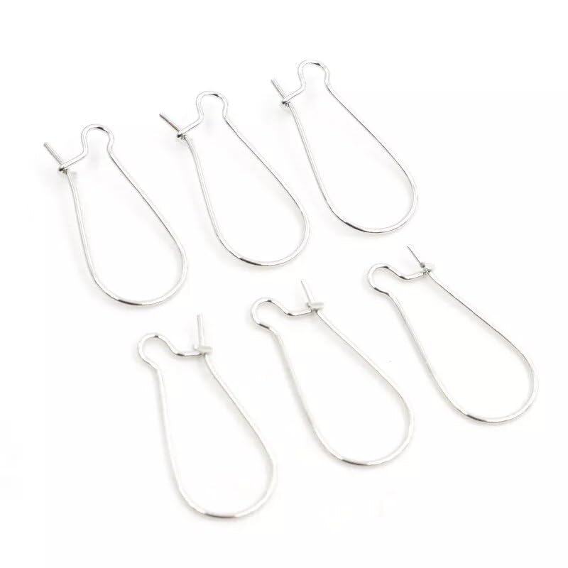 Kentuckiz 100Pcs/Lot 9X18Mm/11X24Mm/16X38Mm Silver Color/Rhodium/Gold Color Earring Hooks Earring Ear Wires Findings DIY Jewelry Making - (Size: 9X18Mm/Color: Rhodium)