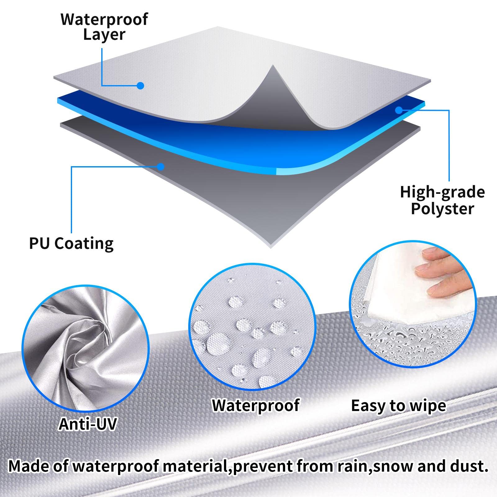 LSYALUCK Outdoor Sofa Cover, Heavy Duty Waterproof Patio Oversized Sectional Cover, Rectangle Patio Ottoman Cover, Patio Side Table Cover, for Loveseat & Bench 70x70x70cm