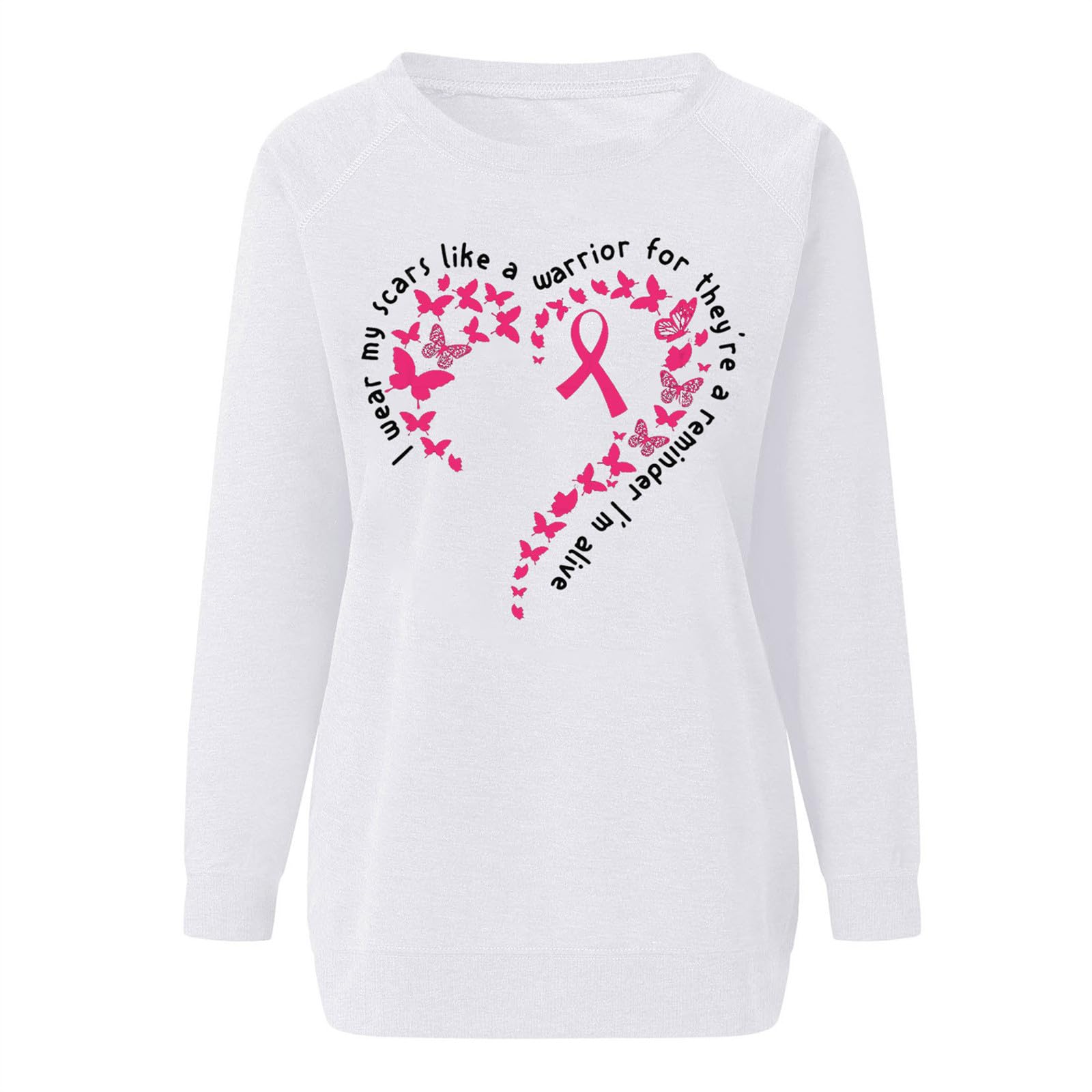 My Orders Womens Breast Cancer Distressed Sweatshirt Pink Ribbon Graphic Vintage Crewneck Sweatshirt Fight Cancer Long Sleeve Tops