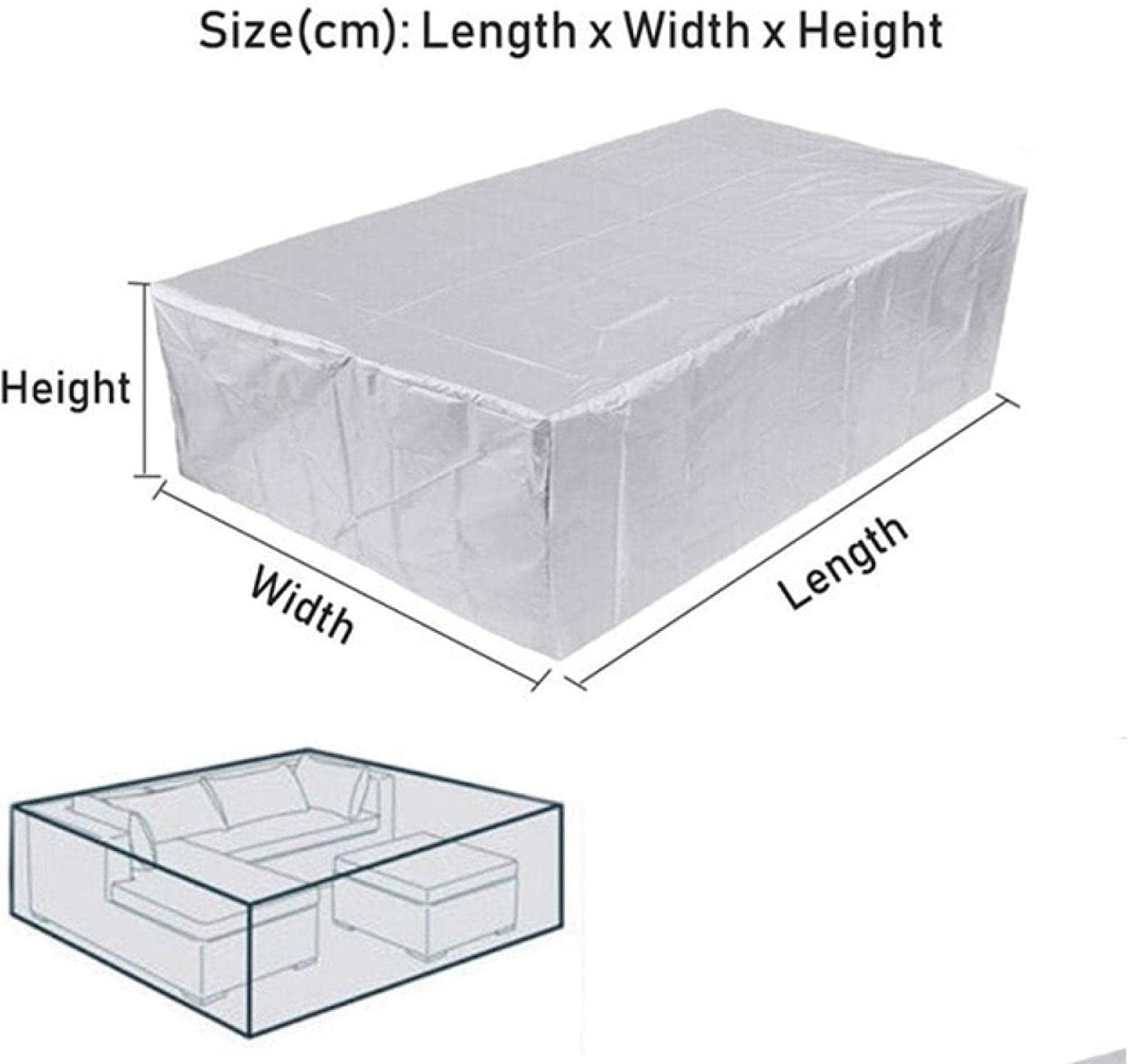 LSYALUCK Outdoor Sofa Cover, Heavy Duty Waterproof Patio Oversized Sectional Cover, Rectangle Patio Ottoman Cover, Patio Side Table Cover, for Loveseat & Bench 70x70x70cm