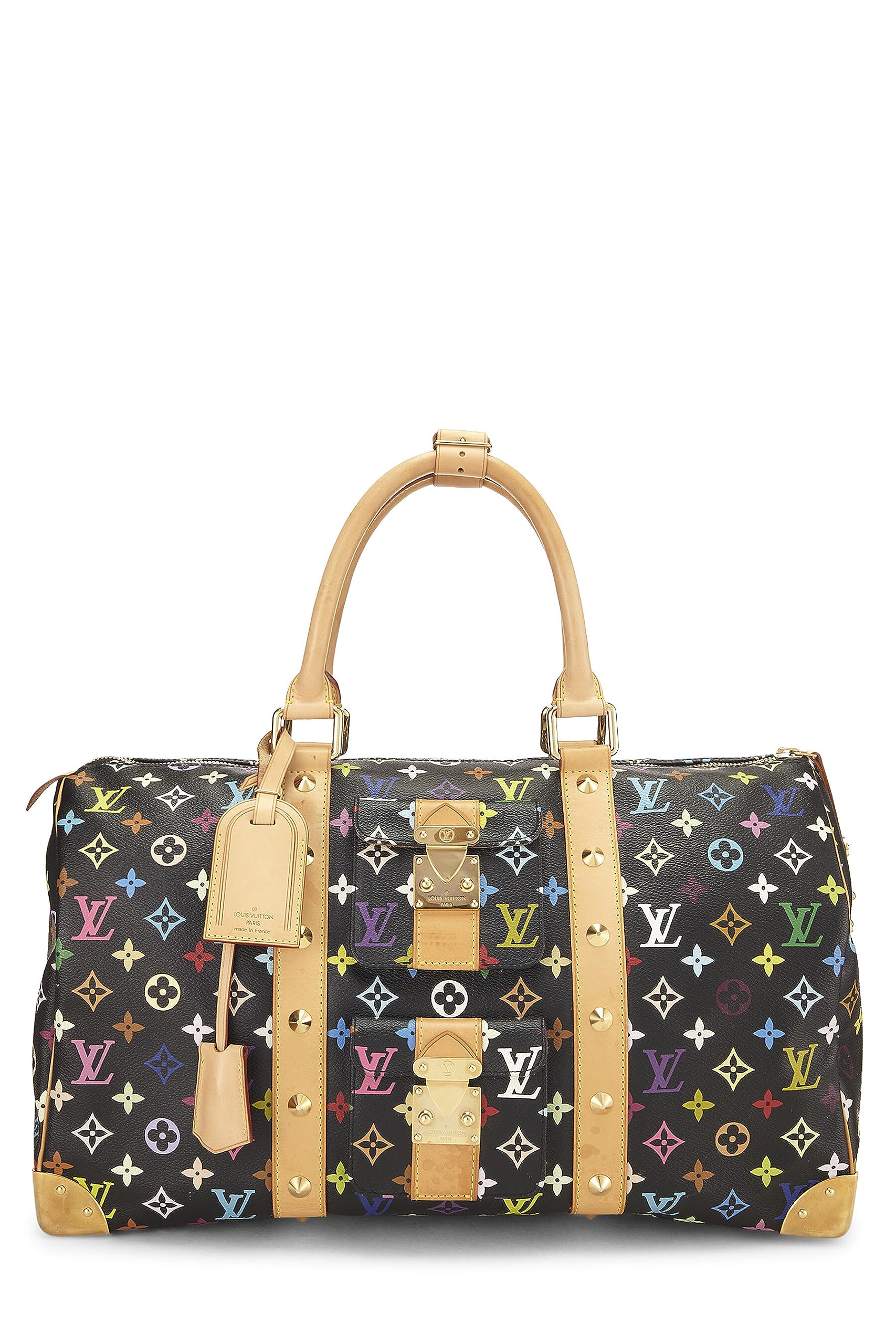 Louis Vuitton, Pre-Loved Takashi Murakami x Louis Vuitton Black Monogram Multicolore Keepall 45, Black