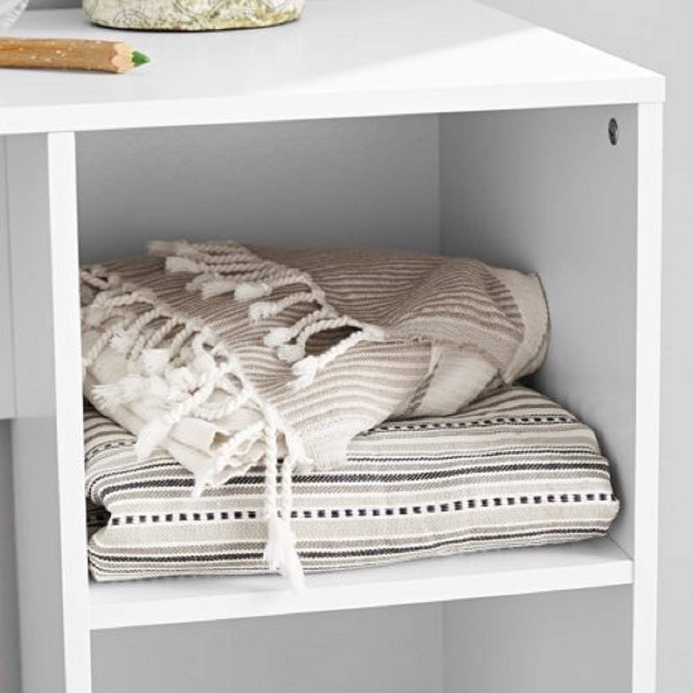 GATEQ 6-Pocket Locker Computer Desk with Easy-Glide Accessory Drawer (White)