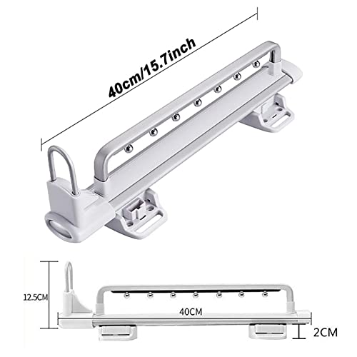 Extendable Clothes Rail - Sliding Wardrobe Closet Rod, Adjustable 25-46 Cm Wardrobe Rail Metal with Slide Rail, Extendable Clothes Rail Closet Rail White, 25Kg Load Capacity (Size : 40cm/15.