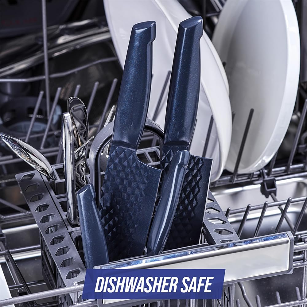 14 Piece Tainless Steel Cutlery, Knife Block Set, Dishwasher Safe, Blue