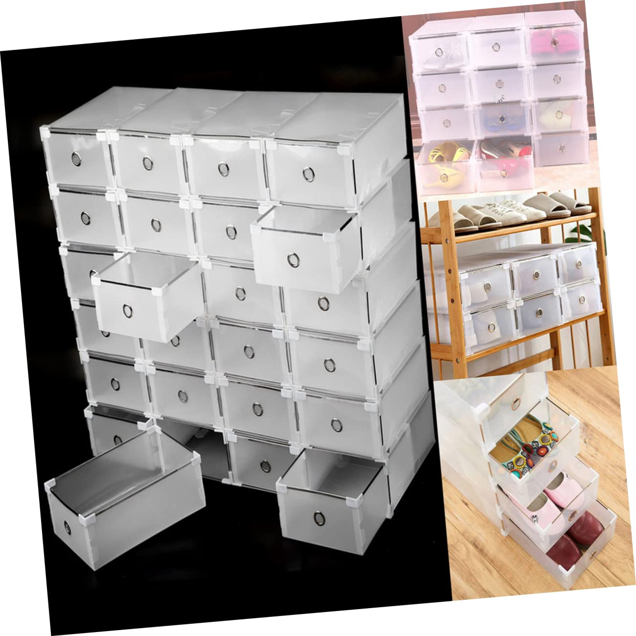 PACKOVE Shoes Organizer for Women 2 Pack Drawer Boxes for Women's Shoes Storage