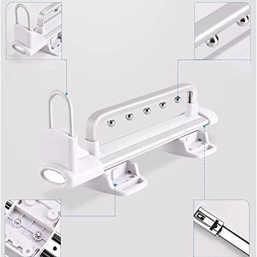 Extendable Clothes Rail - Sliding Wardrobe Closet Rod, Adjustable 25-46 Cm Wardrobe Rail Metal with Slide Rail, Extendable Clothes Rail Closet Rail White, 25Kg Load Capacity (Size : 40cm/15.
