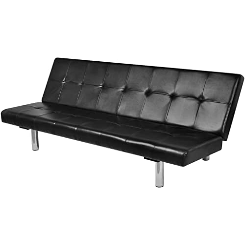 MSLAONXC Sofa Bed with Two Pillows,Living Room Furniture,Sectional Sofa,Backrest Sofa,Balcony Sofa,Armrest Sofa,Lobby Sofa,for Living Room,Home,Office,Study Room,Artificial Leather Adjustable Black