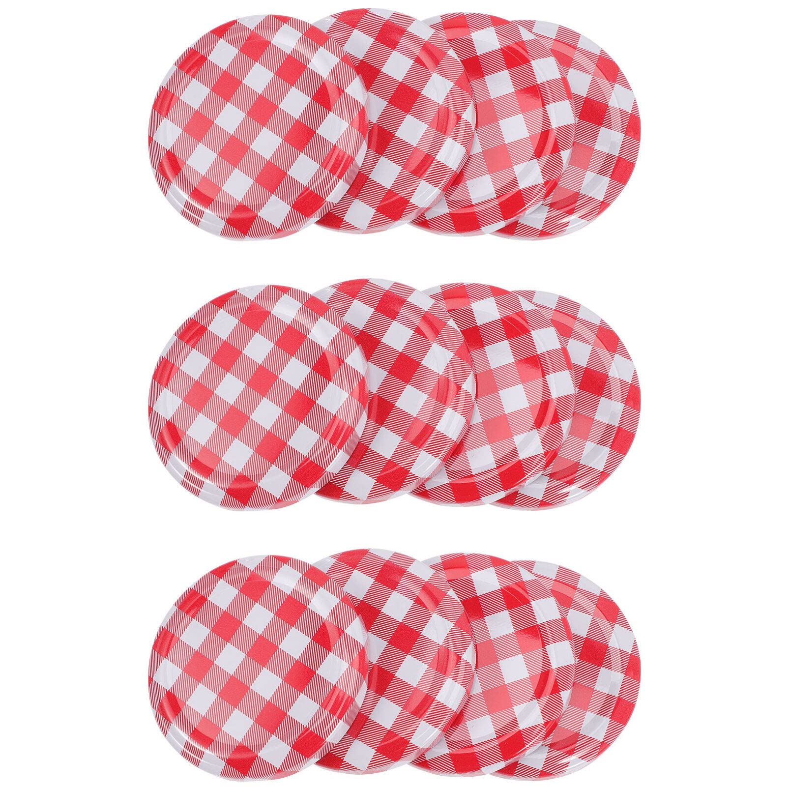 Lurrose 40pcs Mason Jar Lid Checkered Canning Lids for Wide Mouth Jars Regular Canning Lids Four Wide Mouth Food Jar Canning Lids Regular Honey Container Lid Jam Automatic Iron Sealing Cap
