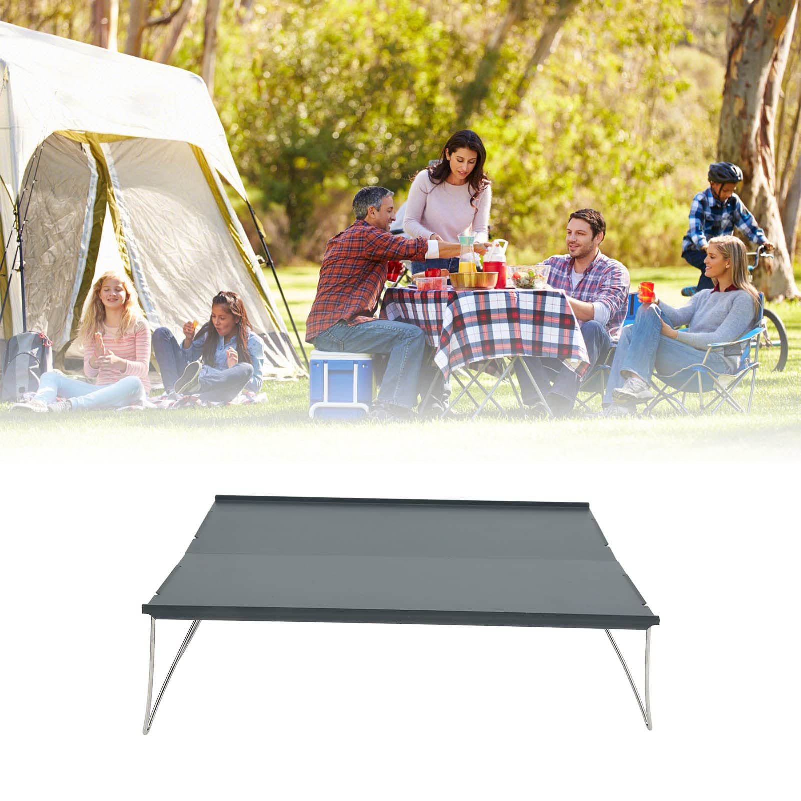 Topyond Portable Aluminum Alloy Barbecue Table, Detachable Camping Table Corrosion Resistance Stable Table Easy to carry for Camping Picnic Backyard